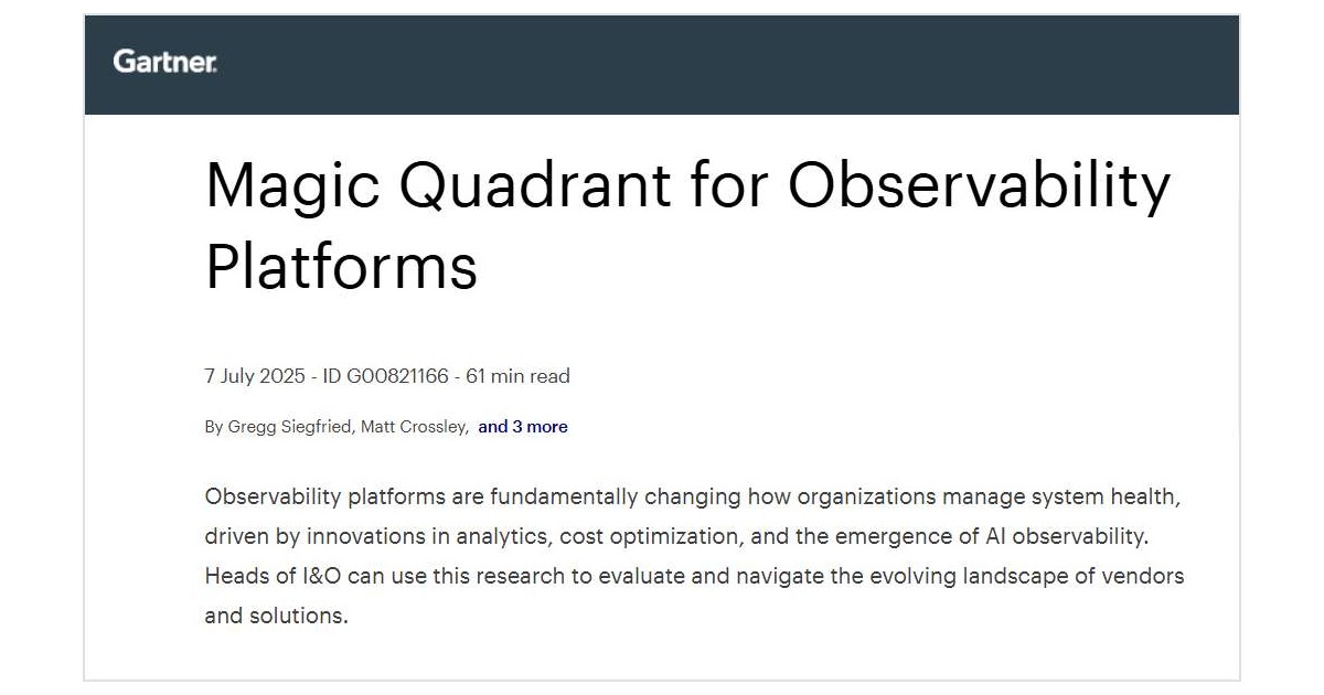 Magic Quadrant for Observability Platforms, Free ScienceLogic Gartner ...