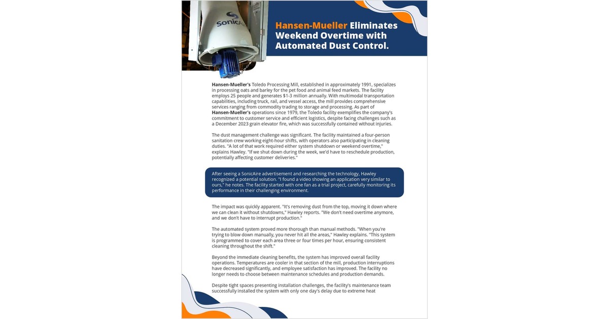 Grain Processor Eliminates Blowdowns and Overtime with Automated Dust ...