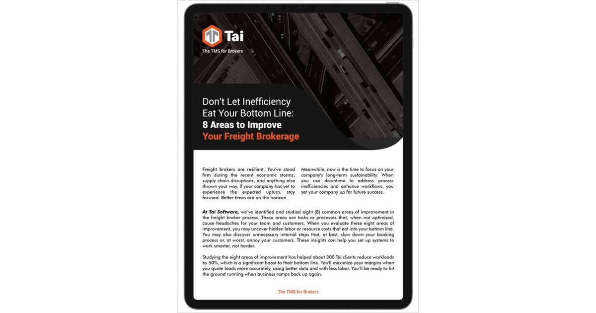 8 Areas to Improve Your FTL Freight Brokerage, Free Tai Software White ...
