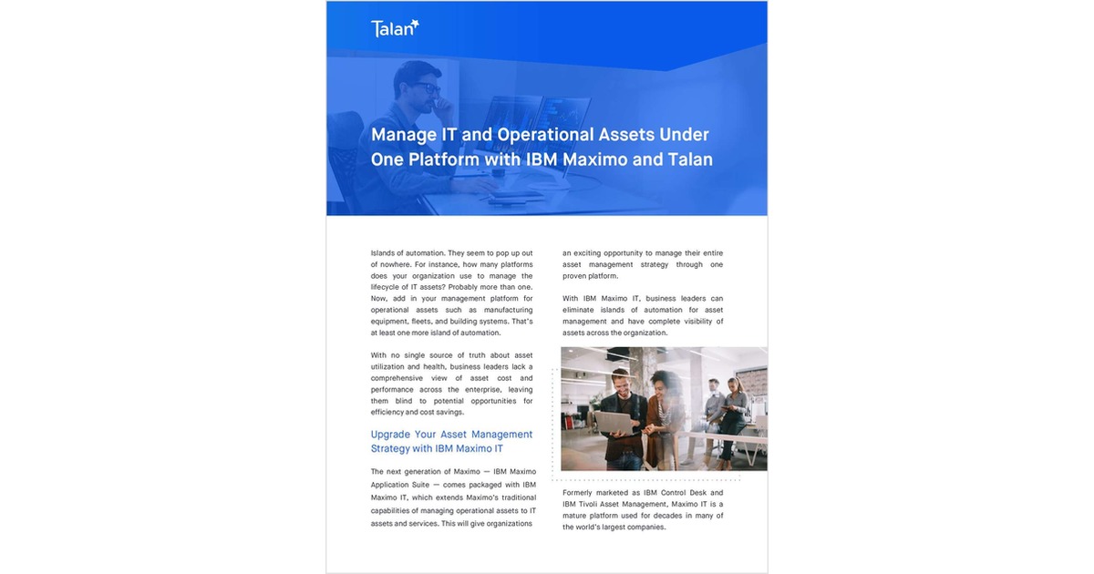 Manage IT and Operational Assets Under One Platform with IBM Maximo and ...