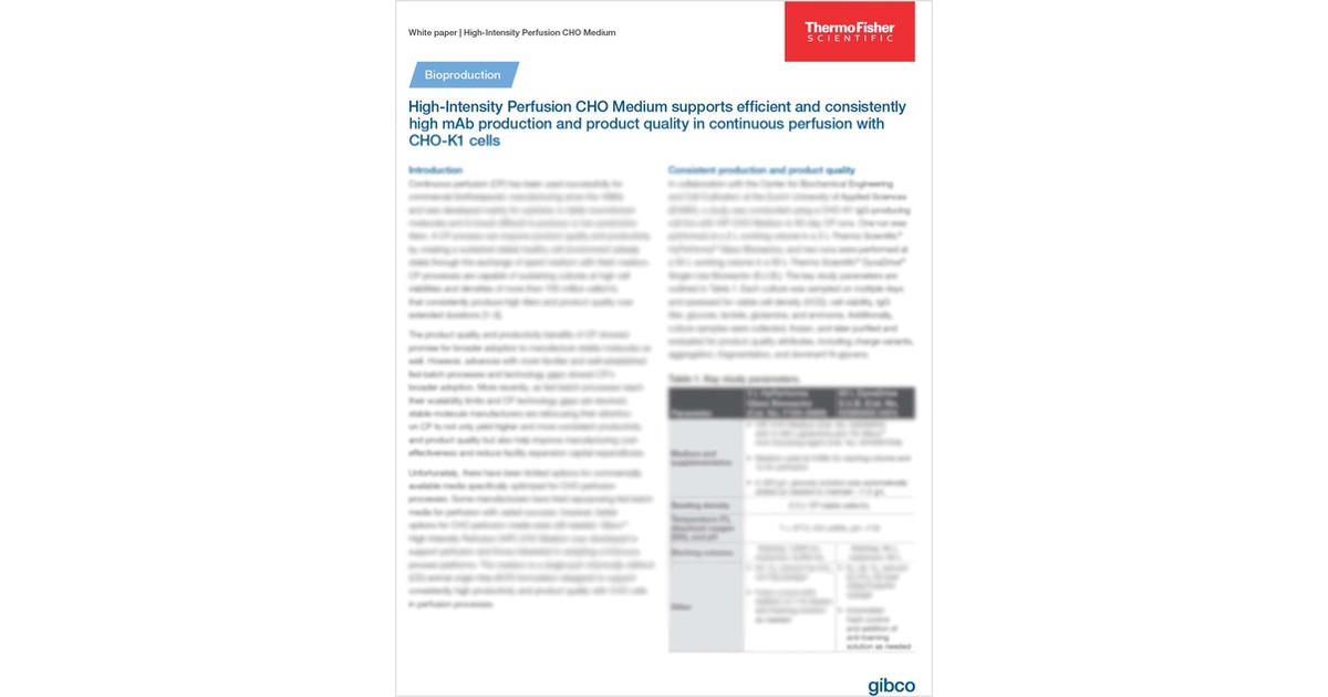 High-Intensity Perfusion CHO Medium Supports Efficient and Consistently ...
