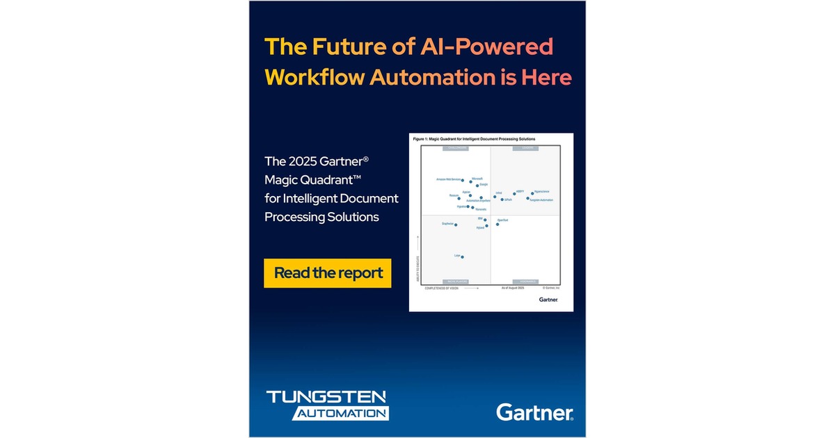 2025 Gartner® Magic Quadrant™ for Intelligent Document Processing Free Gartner Report
