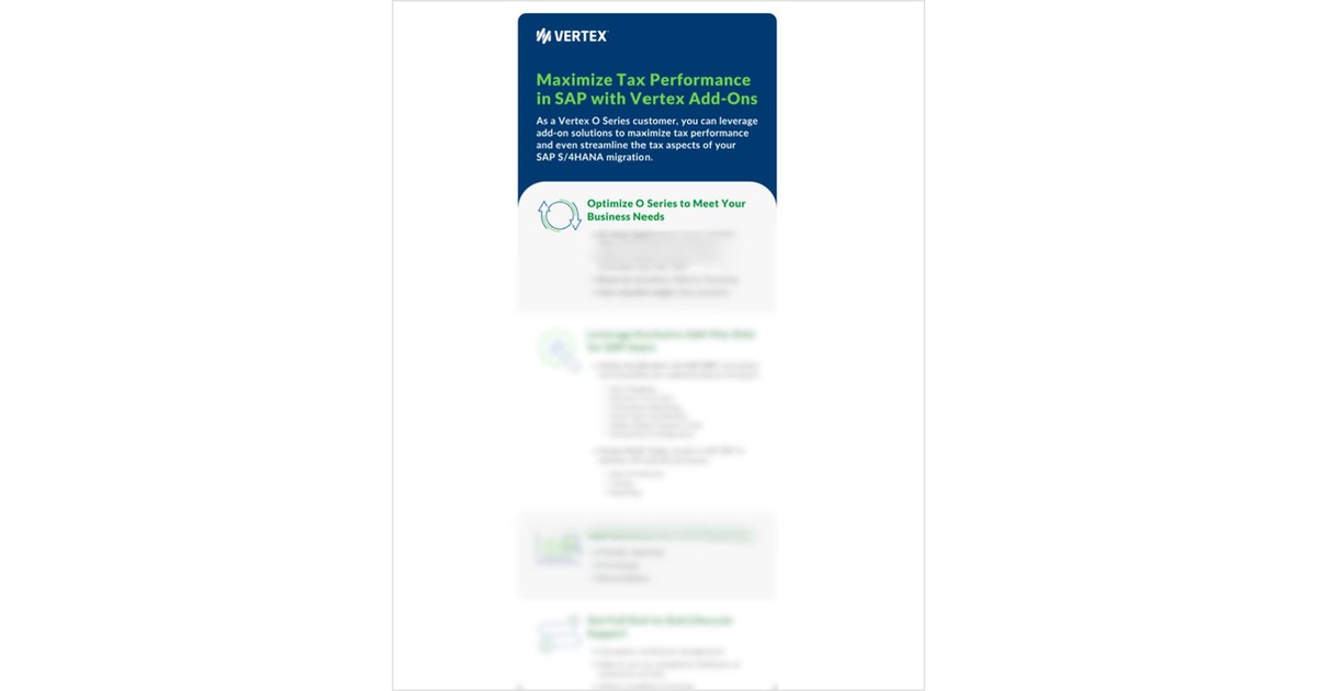 Maximize Tax Performance in SAP with Vertex Add-Ons Free Infographic