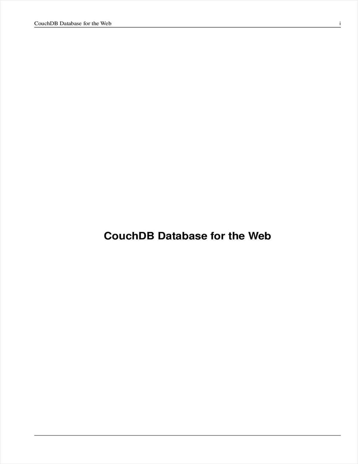CouchDB Database for the Web Free eBook