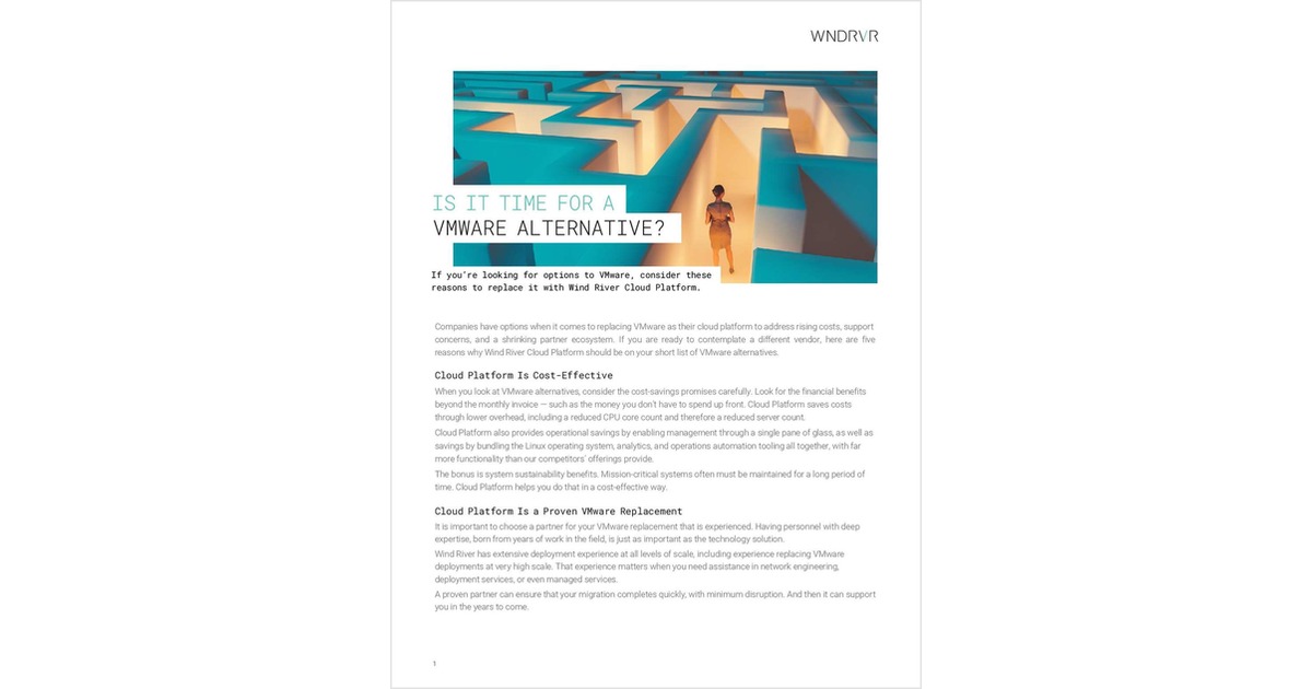 Is it Time for a VMware Alternative?, Free Wind River Article