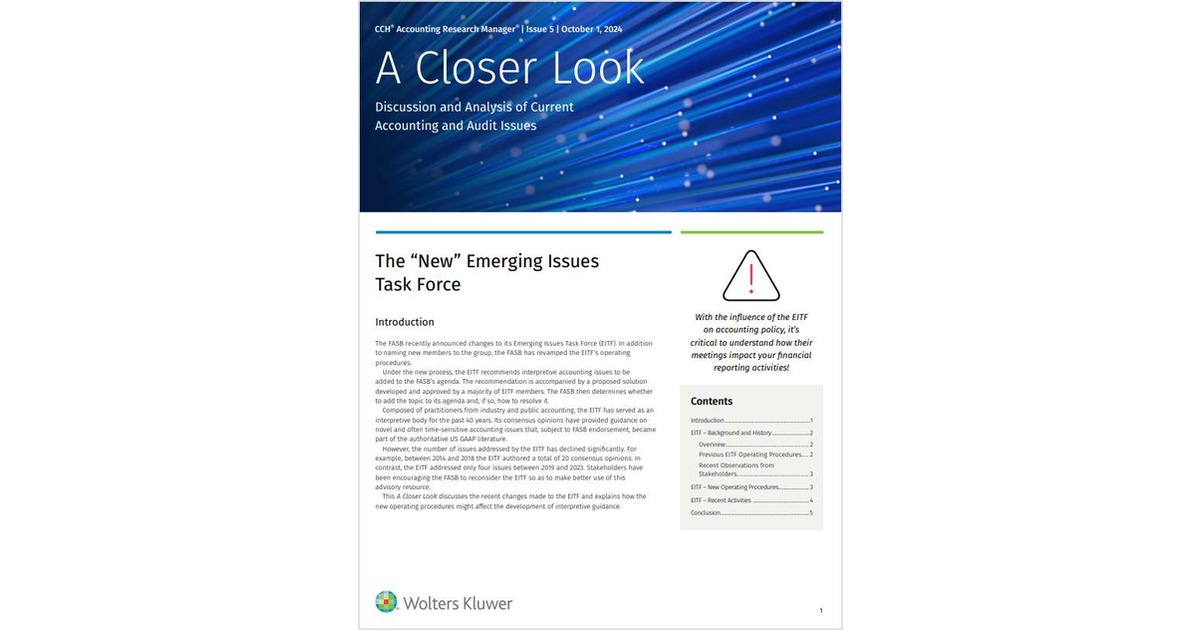 A Closer Look: The 'New' Emerging Issues Task Force Free eNewsletter