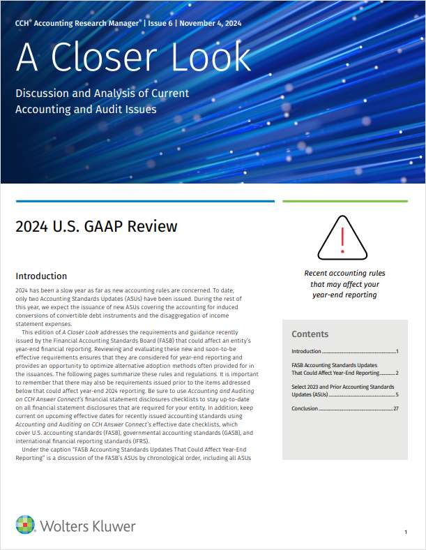 A Closer Look - 2024 U.S. GAAP Review Free eNewsletter