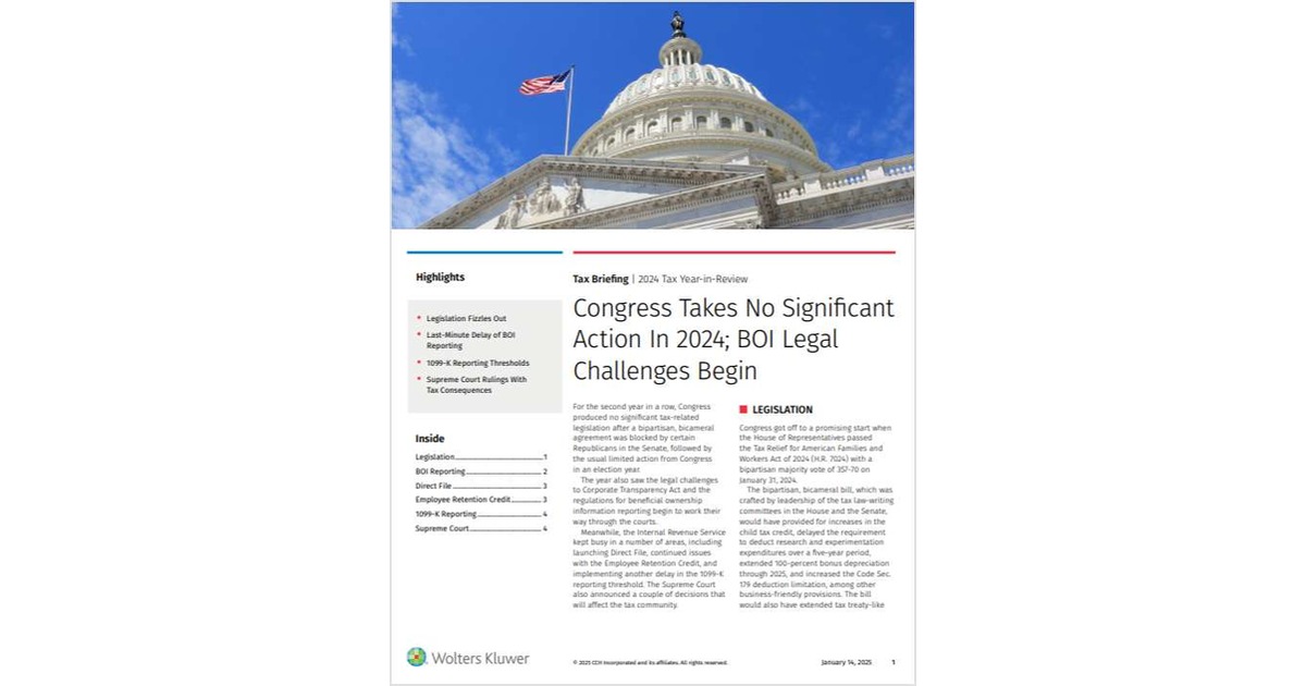 2024 Year-End Tax Tax Planning Brief - Congress Takes No Significant ...